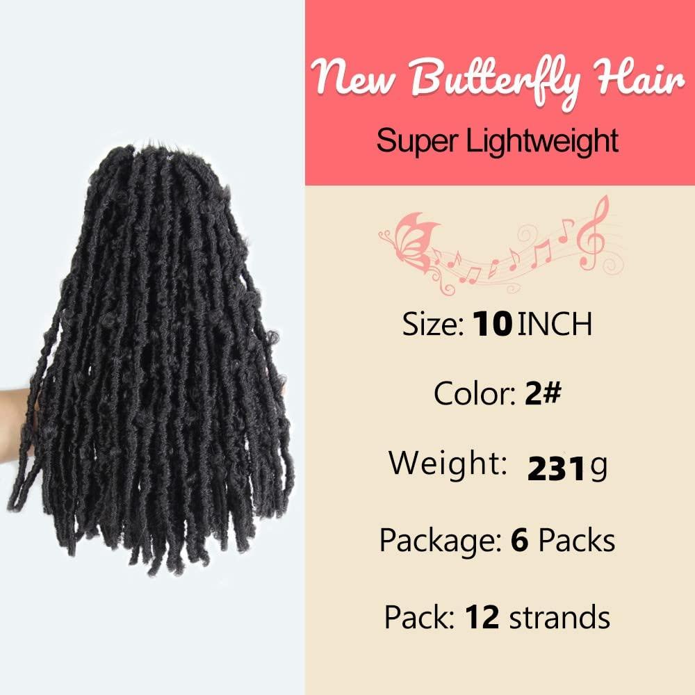 10 Inch Butterfly Locs Crochet Hair 6 Packs - Super Light Weight Soft ...