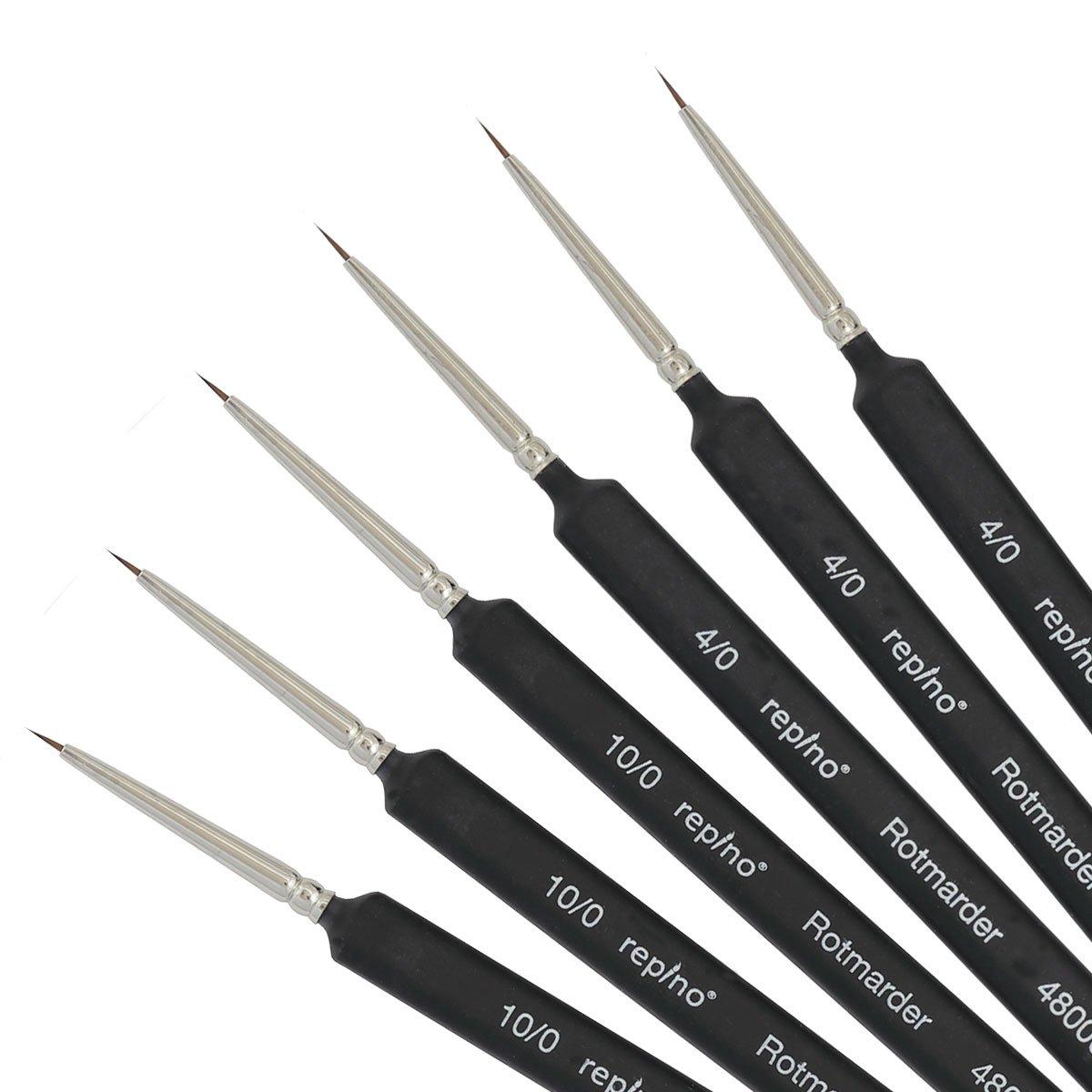 Repino Red Sable Hair Watercolor Brush Set - 6 Fine Detail Brushes for ...