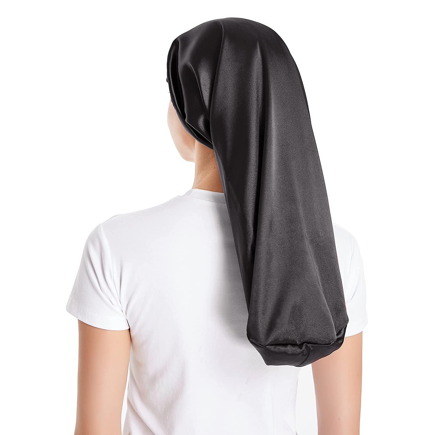 Kite Kiss Long Silk Bonnet Sleep Cap | Satin Hair Bonnet | Adjustable ...