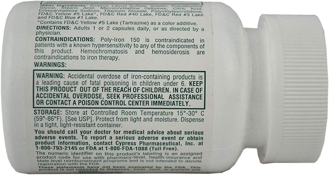 Poly-Iron 150 Caps - Comparable to Niferex 150 - 100 ea