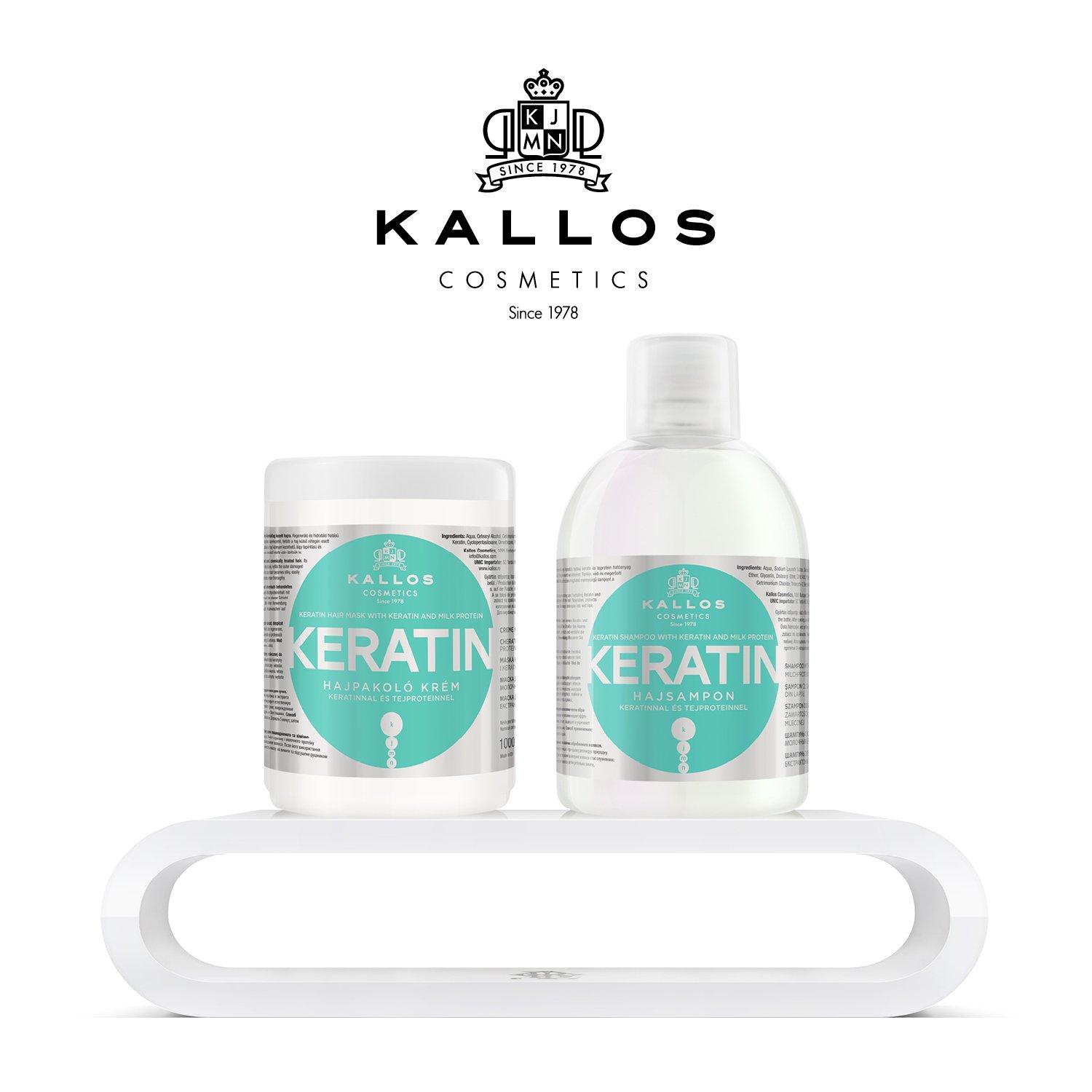 Kallos Keratin Hair Mask 1000ml with Keratin & Milk Protein - Deep ...