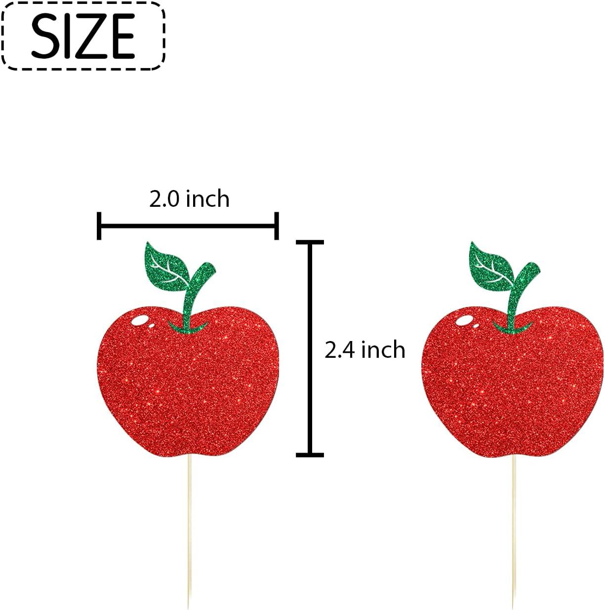 Set of 24 Glitter Apple Cupcake Toppers Fruit Themed Baby Shower ...