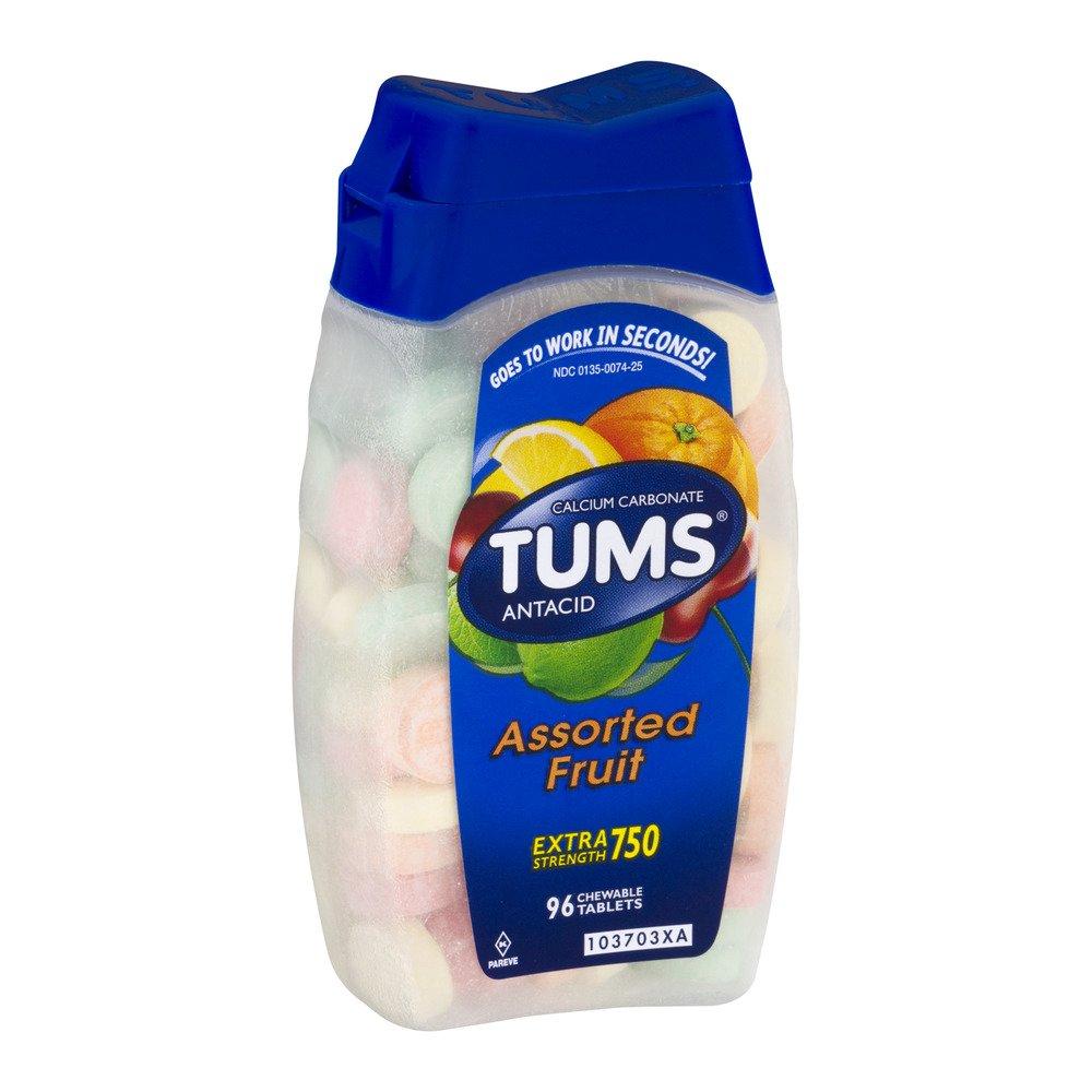 Tums E-X 750 Extra Strength Antacid & Calcium Supplement Assorted Fruit ...