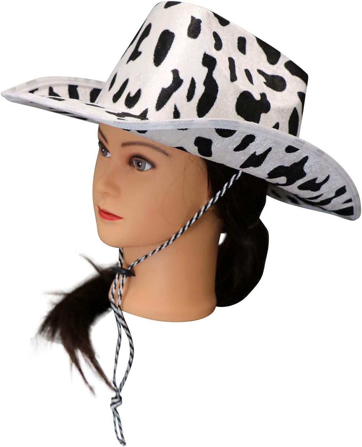 PrideAhead Cow Print Cowboy Hat - Unisex Black & White Western Hat ...