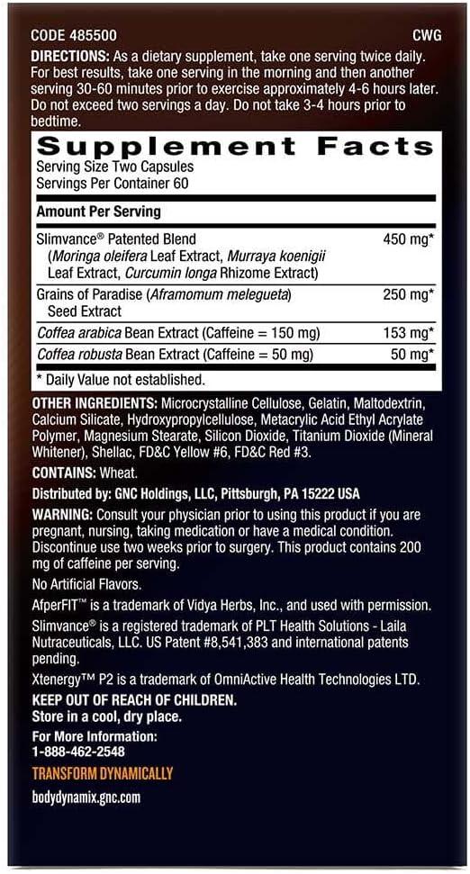 BodyDynamix Slimvance XP Thermogenic Supplements - 120 Capsules ...