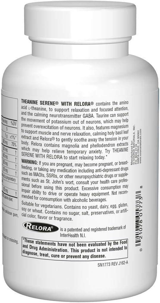 Source Naturals Theanine Serene with Relora - 120 Tablets - Calm Mind ...