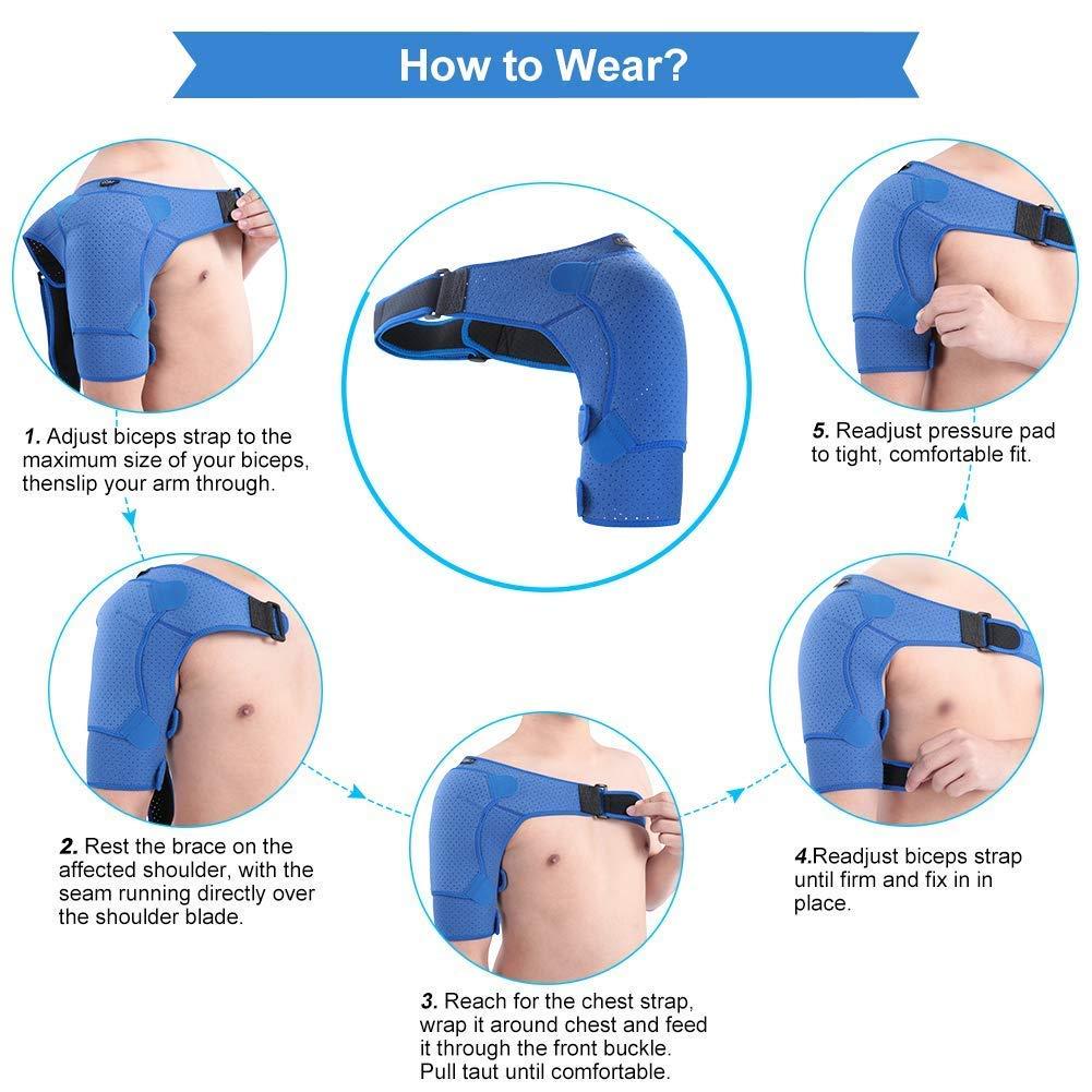 Rotator Cuff Shoulder Brace Support - Unisex, Blue, L/XL (Chest 38-51in ...
