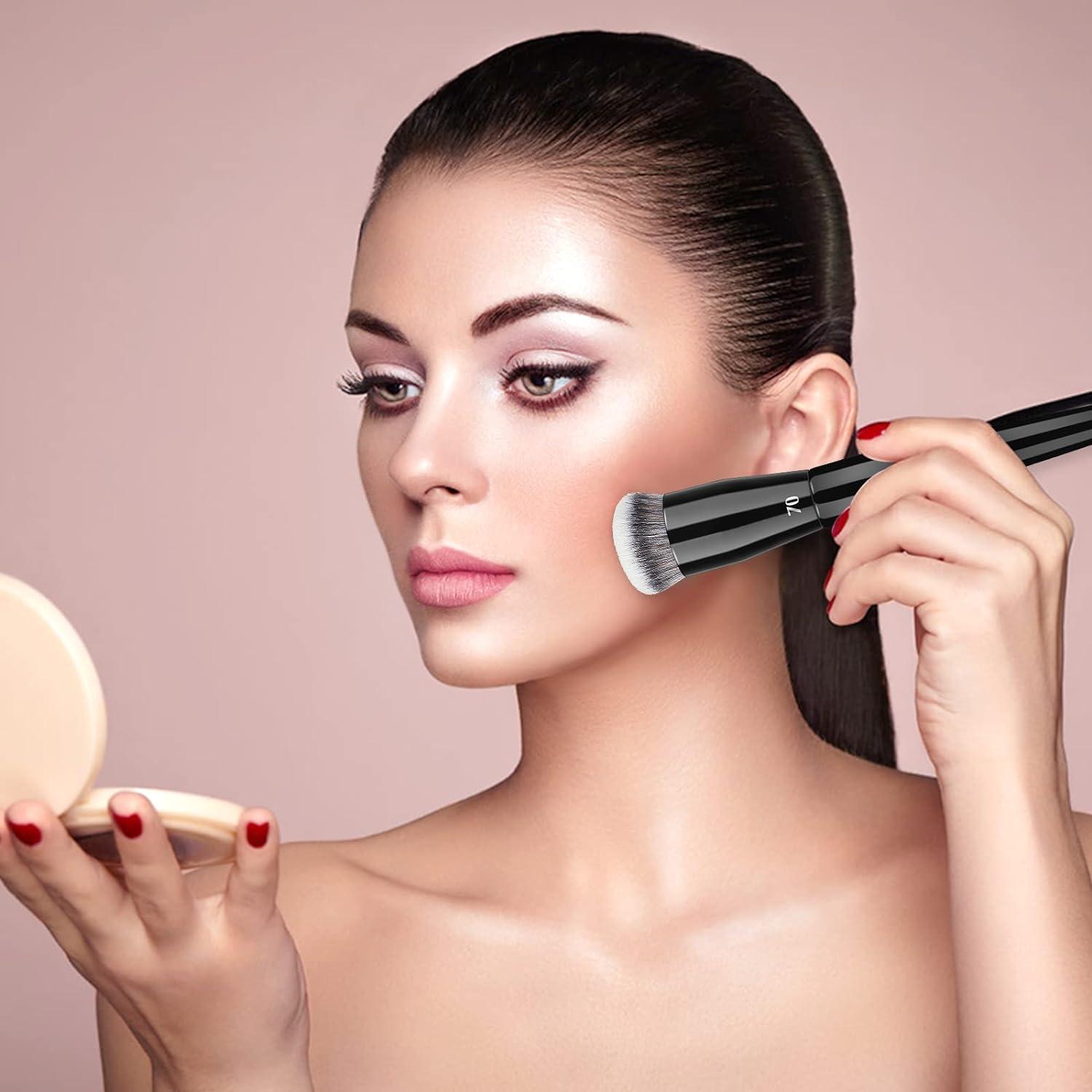 Ouligay Flat Top Foundation Brush - Kabuki Face Brush for Liquid Cream ...