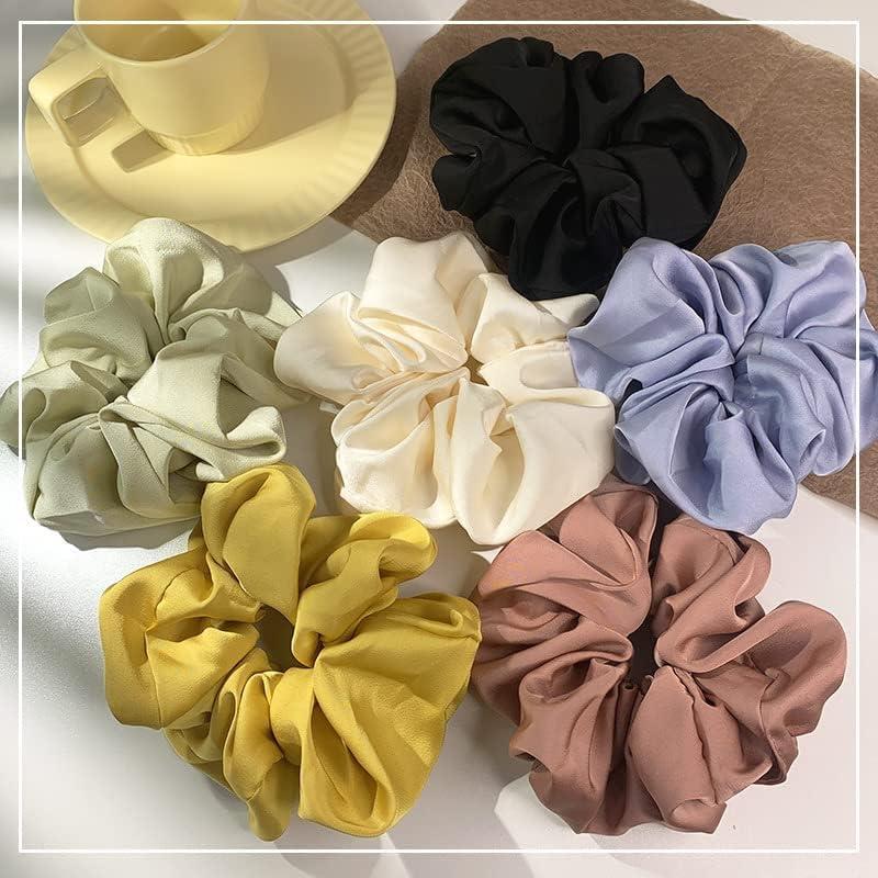 4 Pack Extra Large Satin Silk Scrunchies - Oversized, Soft, and Elastic ...