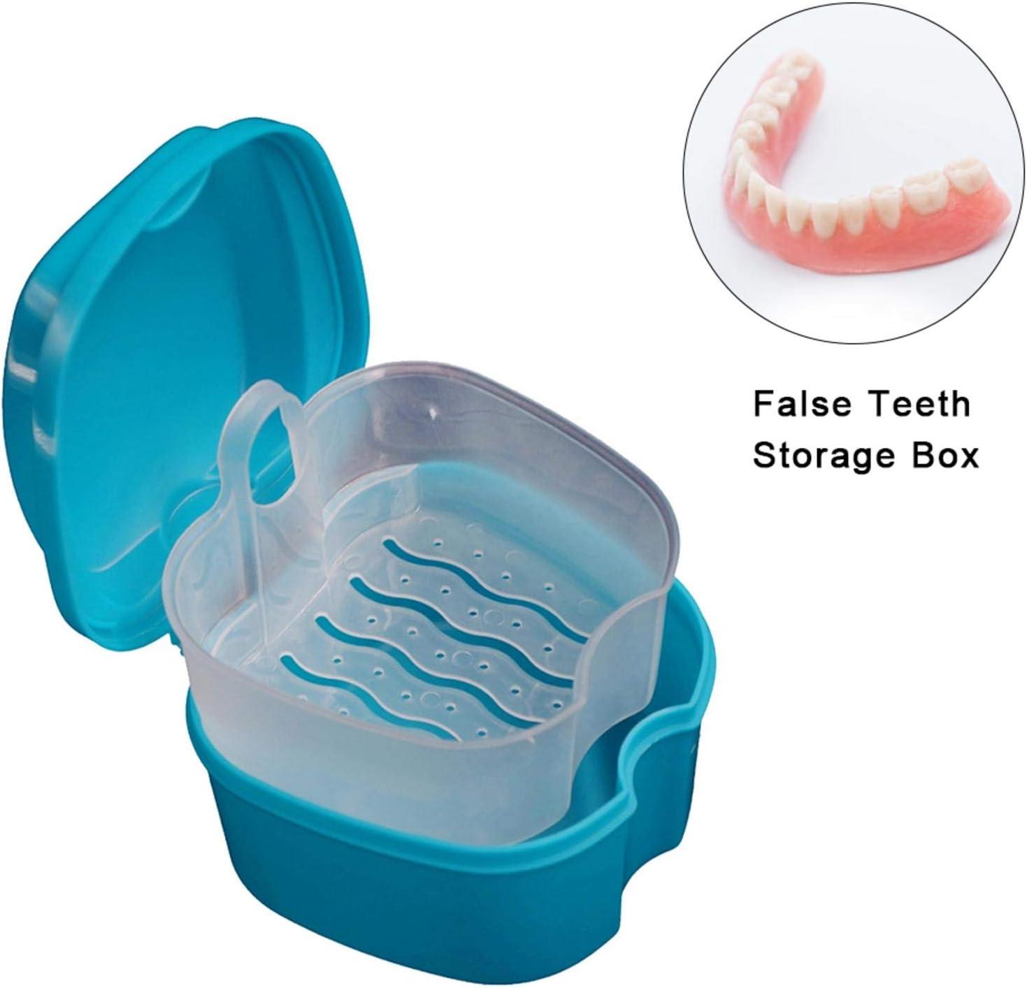 Gusengo Denture Container - Dark Blue Plastic Braces Storage Box with ...