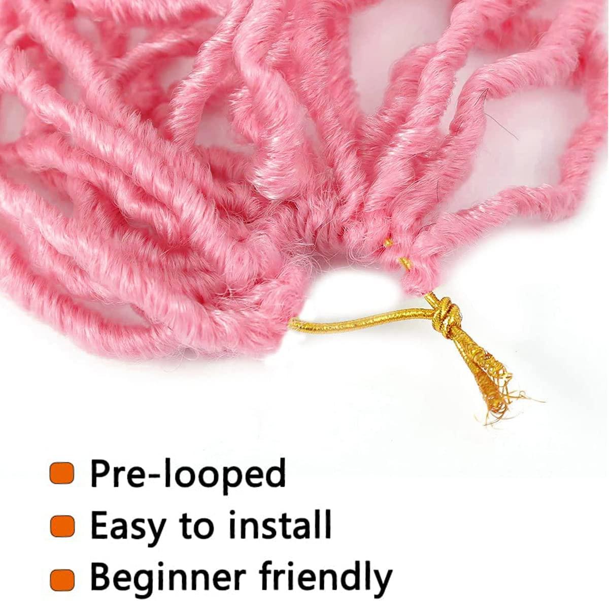 7 Packs Pink 24 Inch Crochet Faux Locs for Black Women - Soft Wavy Pre ...