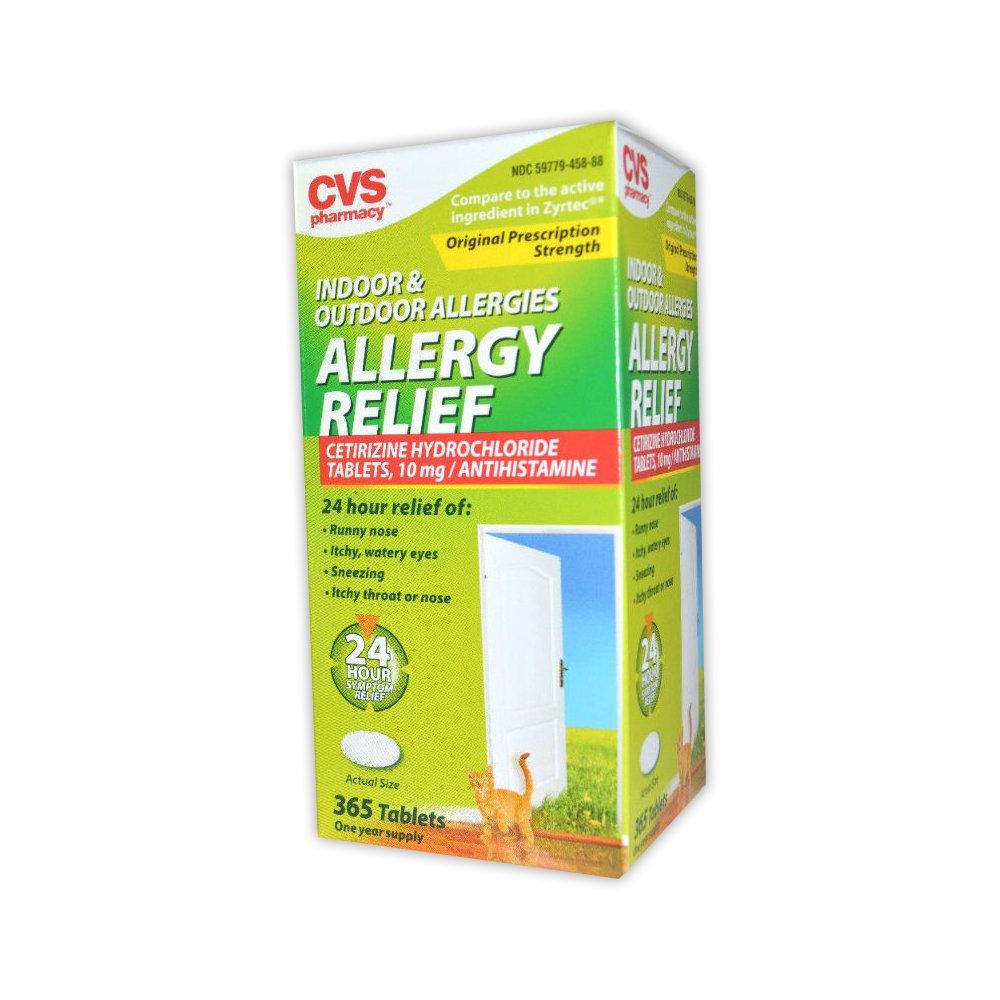 365 Ct CVS Allergy Relief Cetirizine Hydrochloride Tablets - Indoor ...