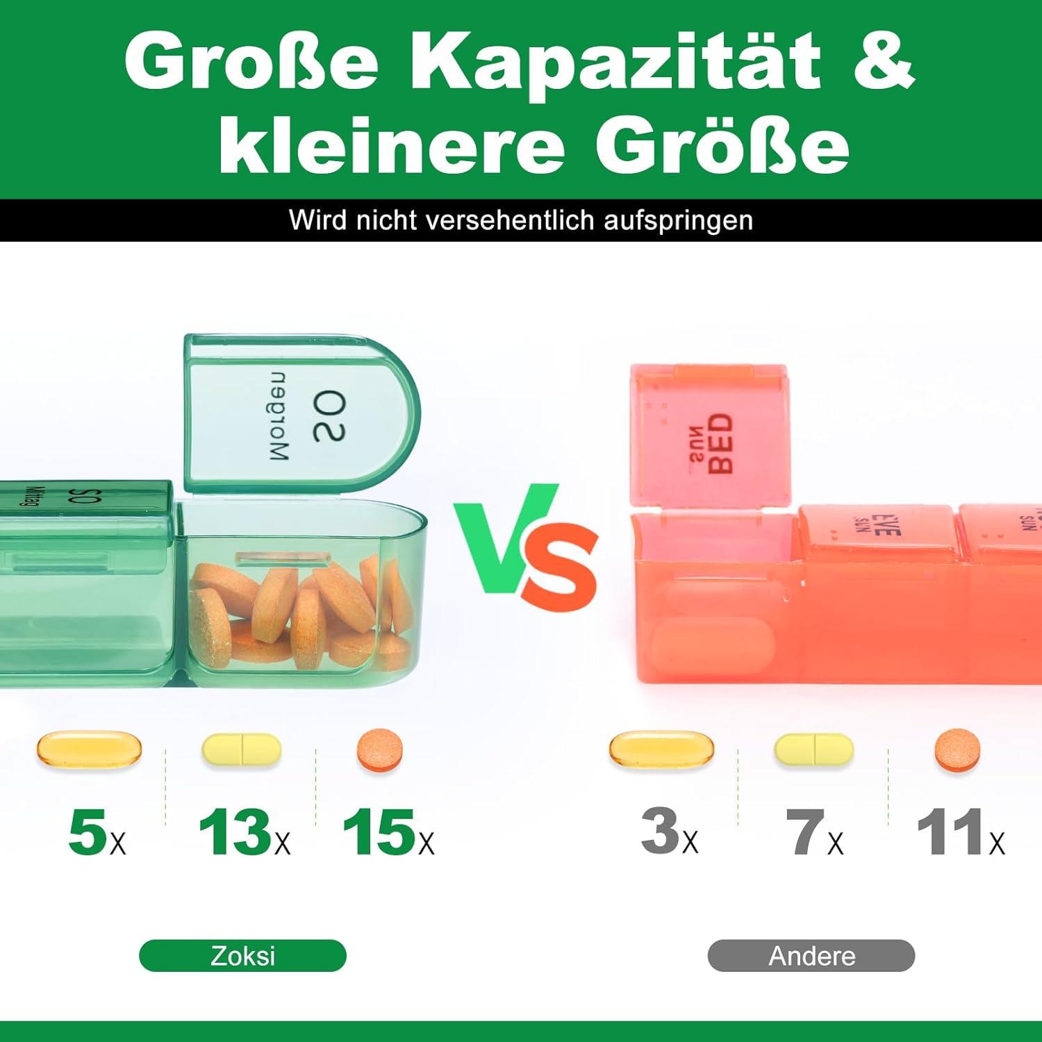7-Day Tablet Box with 21 Compartments - German Pill Organizer for AM/PM ...