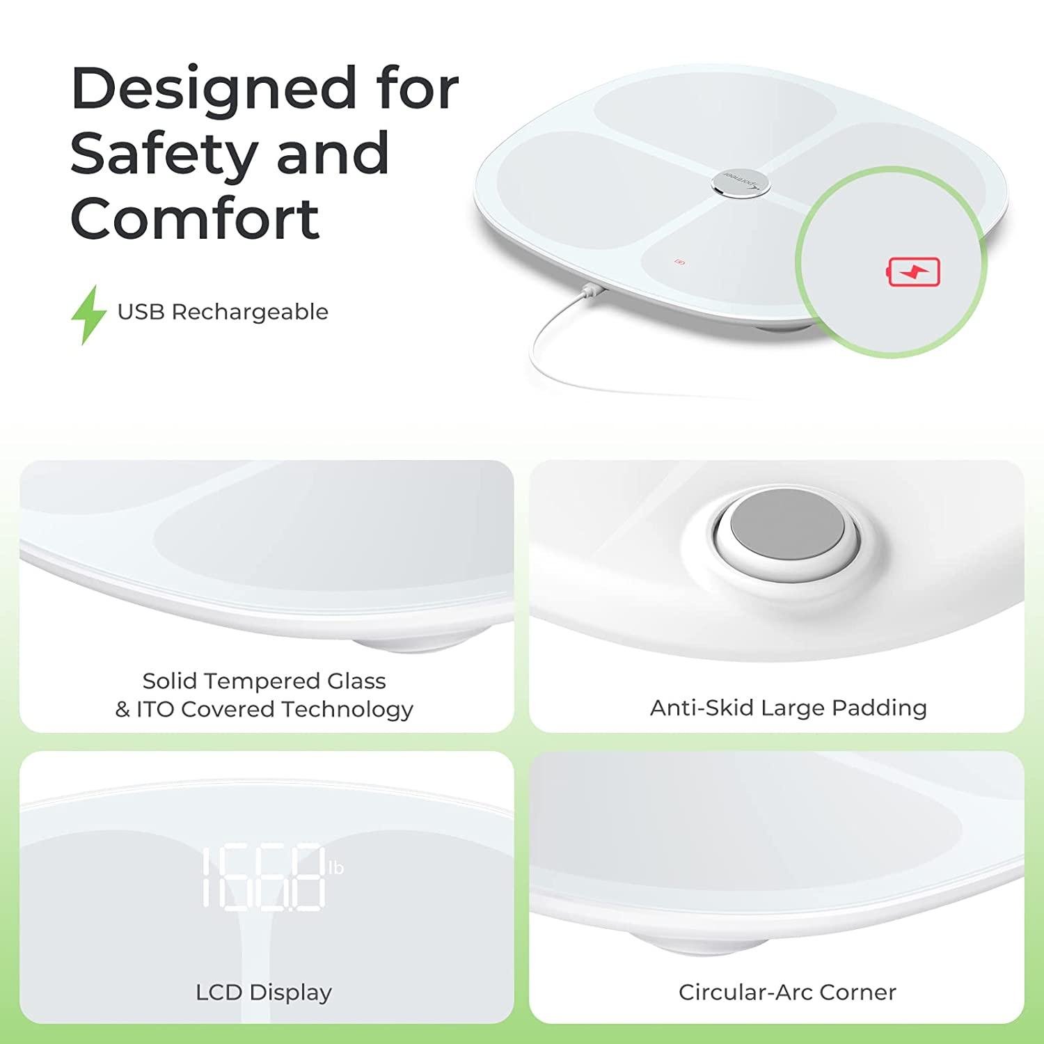 Sportneer Smart Full Body Composition Analyzer Scale - Rechargeable ...