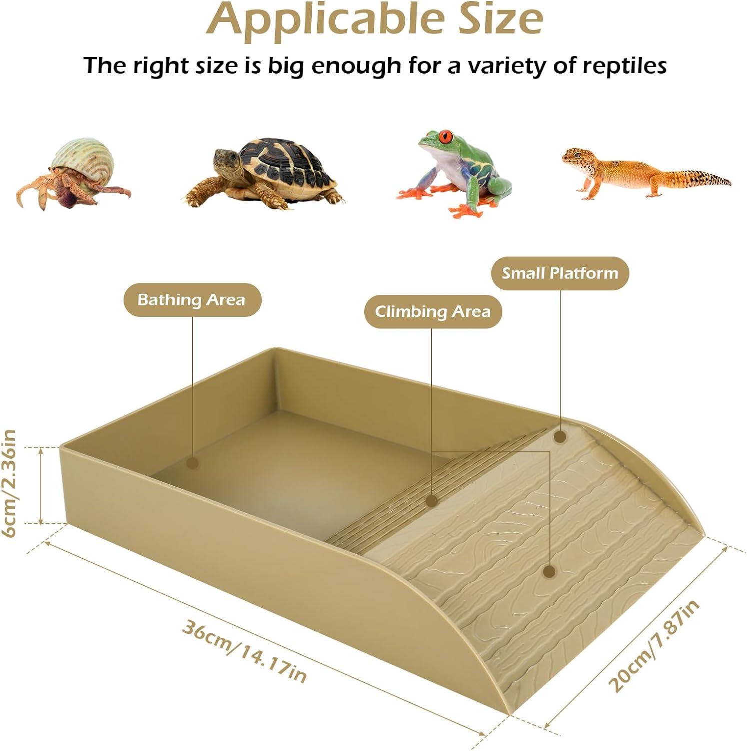 Eummy Tortoise Water Dish Tortoise Bath Dish Anti Slip Reptile Pool ...