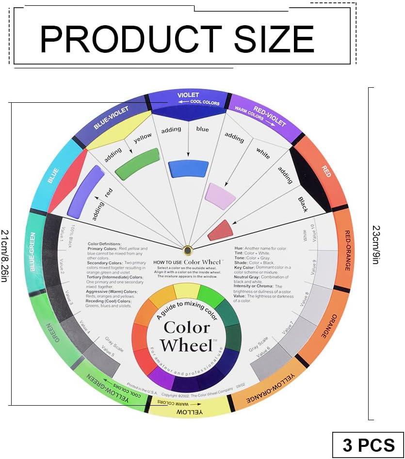 3 Pieces Creative Color Wheel Art Class Teaching Tool Paint Mixing ...