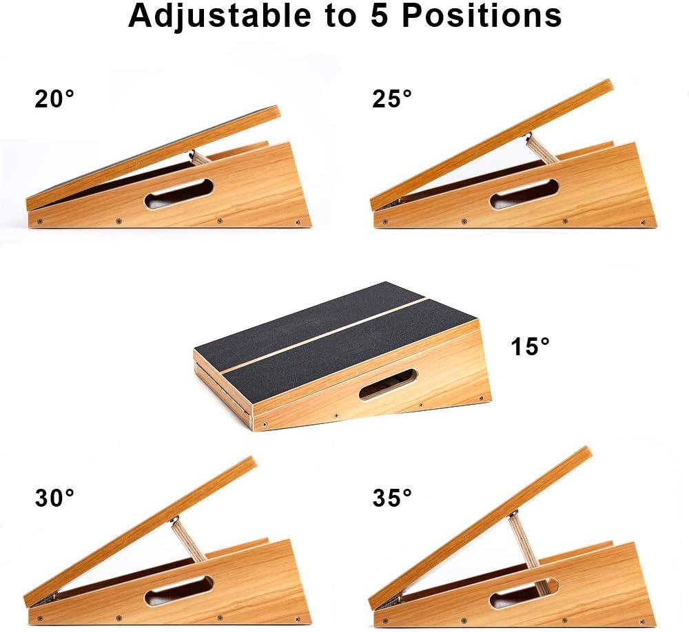 StrongTek Adjustable Wooden Slant Board for Calf Stretching - Portable ...