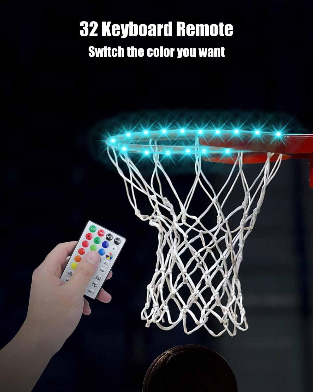 LED Basketball Hoop Light - Remote Control, Waterproof, 17 Colors, 7 ...