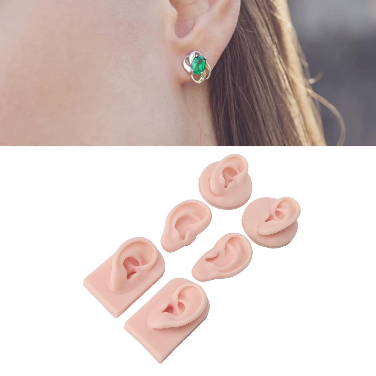 3 Pairs Silicone Ear Model for Piercing Practice & Acupuncture Training ...