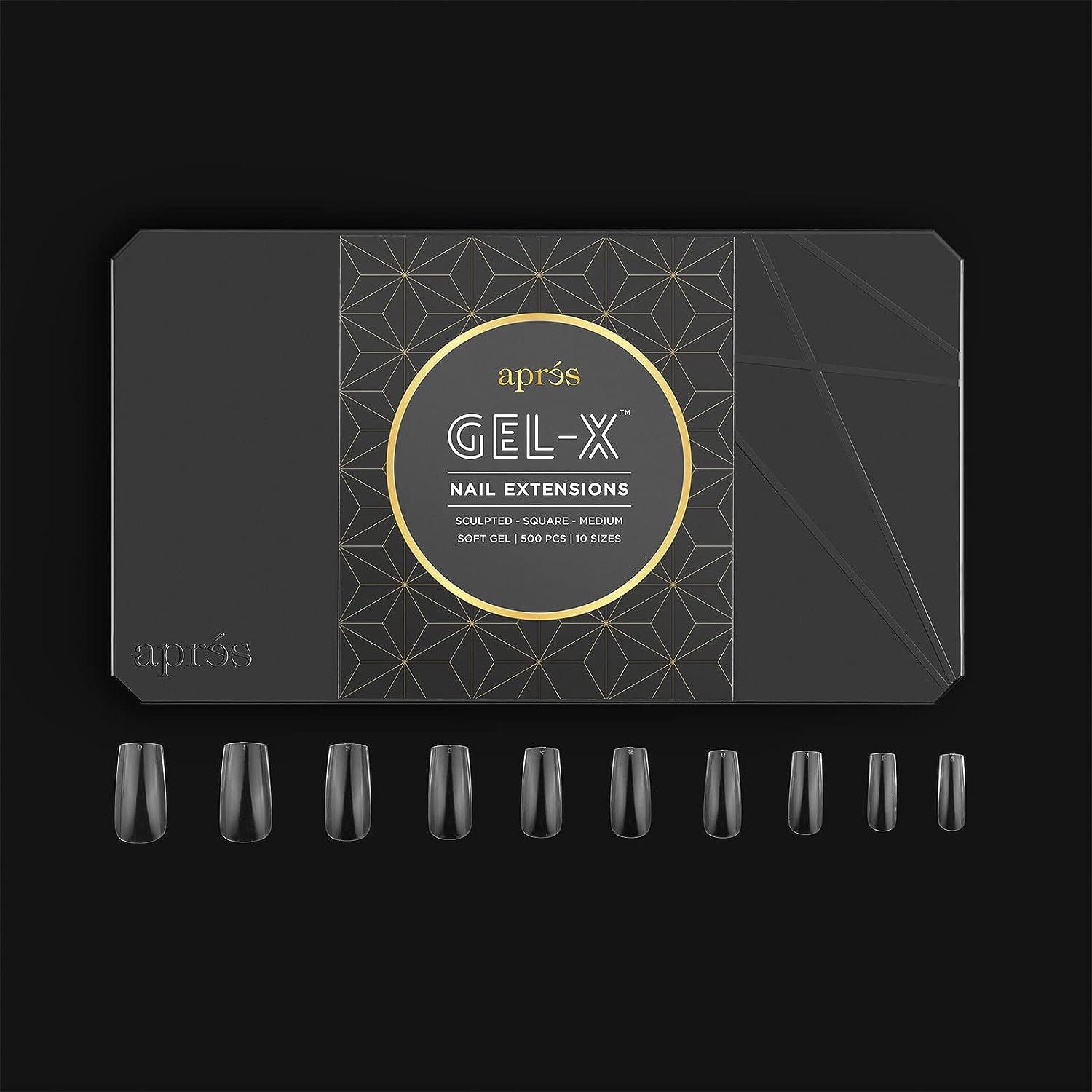 Apres Nail Gel-X Sculpted Square Medium Tips & Extend Gel Bundle - 500 ...