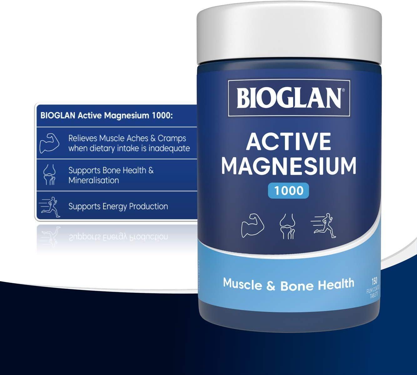 Bioglan Active Magnesium 1000mg 150 Tablets - Natural Muscle Support
