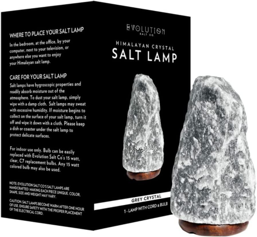 Himalayan Crystal Salt Lamp with Gray Wood Base - Natural Light & Bulb ...