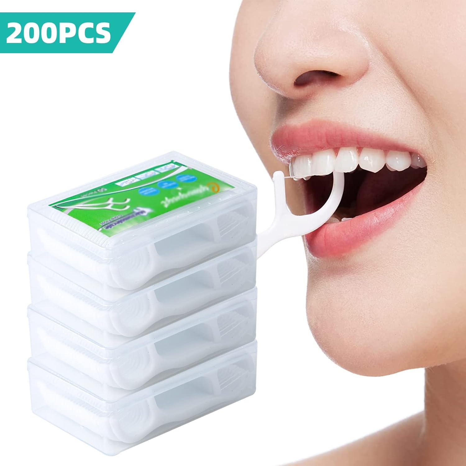 200 Dental Floss Sticks - Interdental Flossers with Toothpick Holder ...