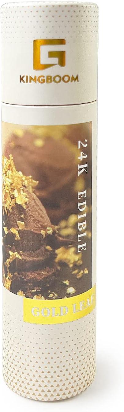 KINGBOOM 24K Gold Leaf Flakes - 50mg Edible Gold for Cakes & Drinks | Buy Now with Express ...