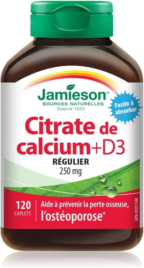 Jamieson Calcium Citrate + Vitamin D3 120 Caplets - Essential Bone ...