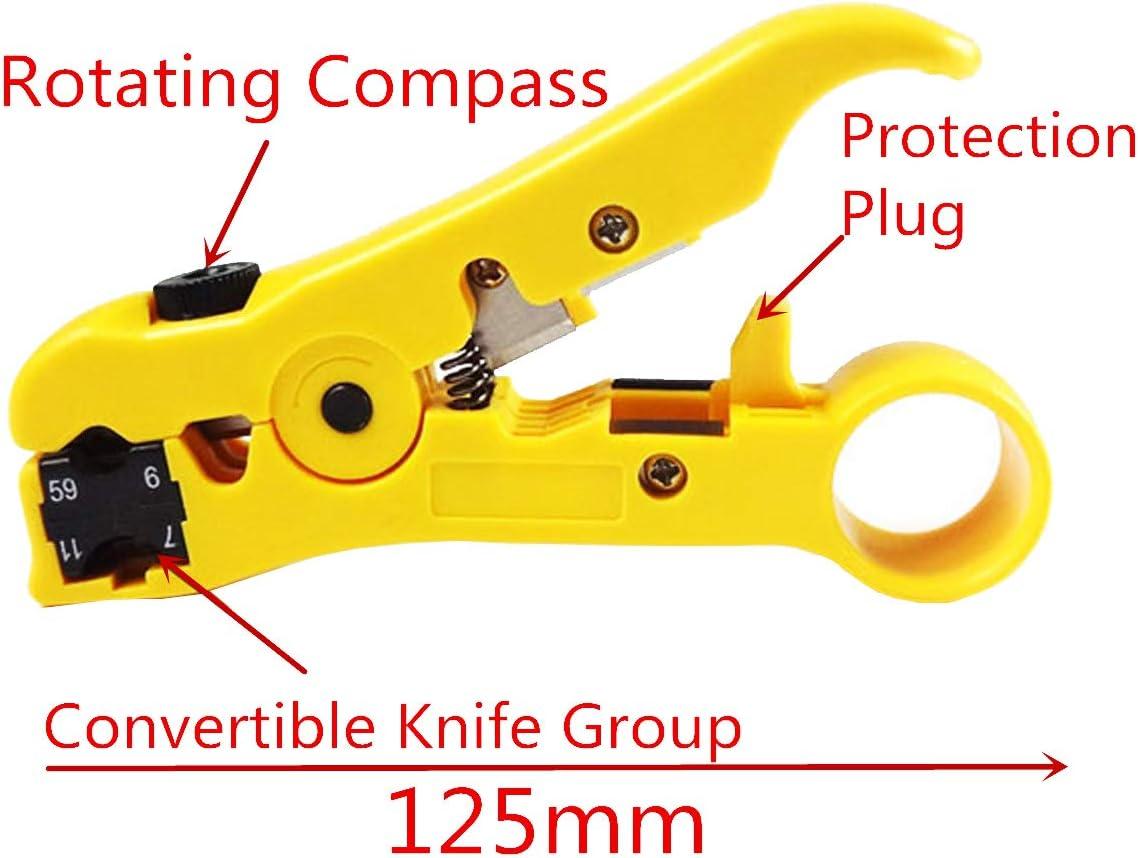 Yangoutool Coax Cable Crimper Kit - Adjustable Compression Tool for RG6 ...