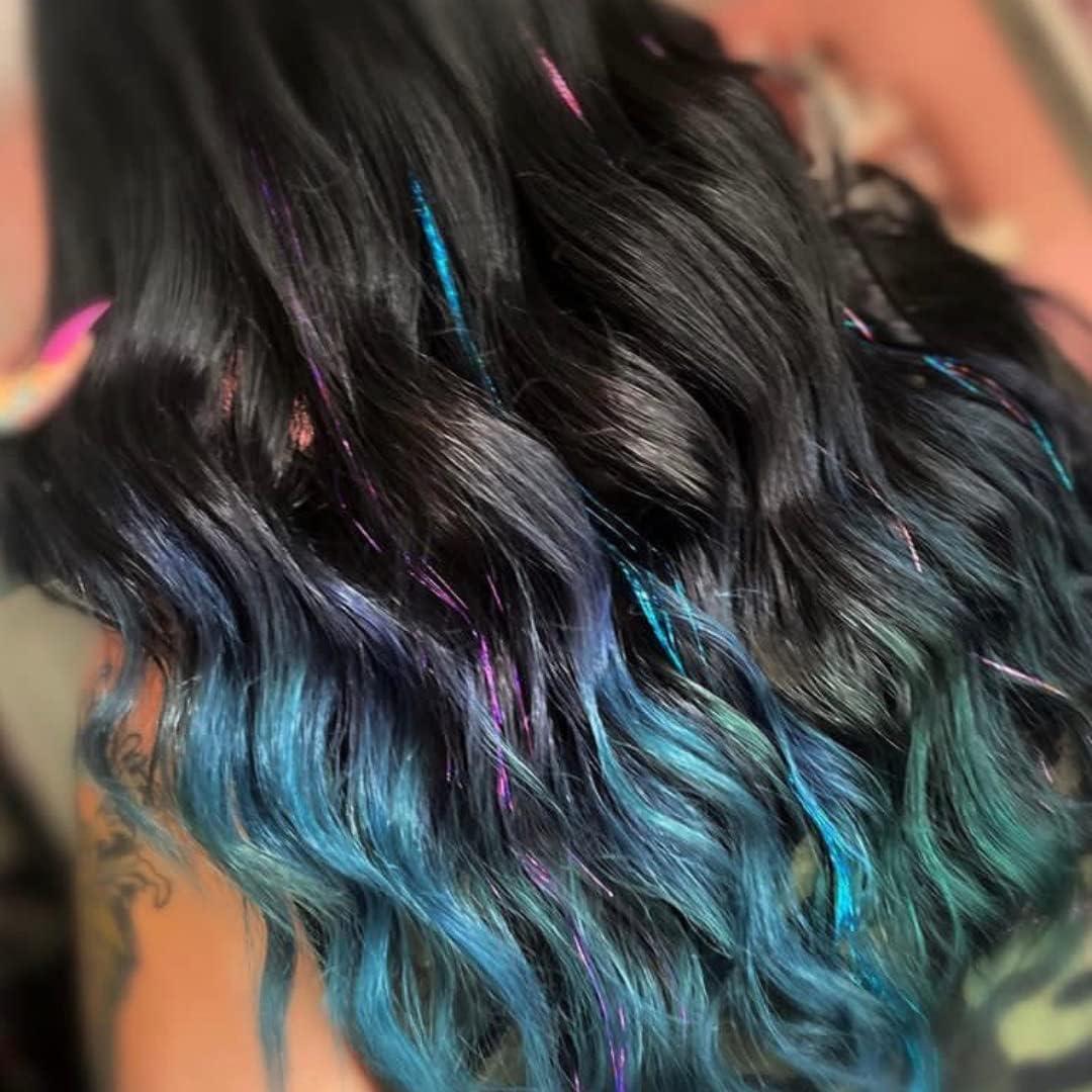 Sparkly Gold Hair Tinsel Extensions - Holographic 250 Strands for Women ...