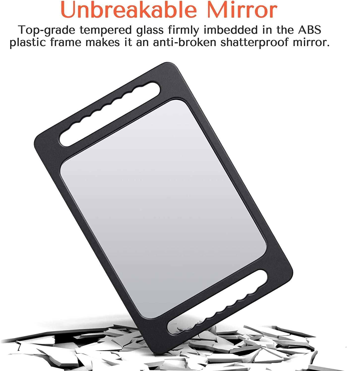 Unbreakable Double Handle Hand Mirror - Mpowtech Durable Lightweight ...