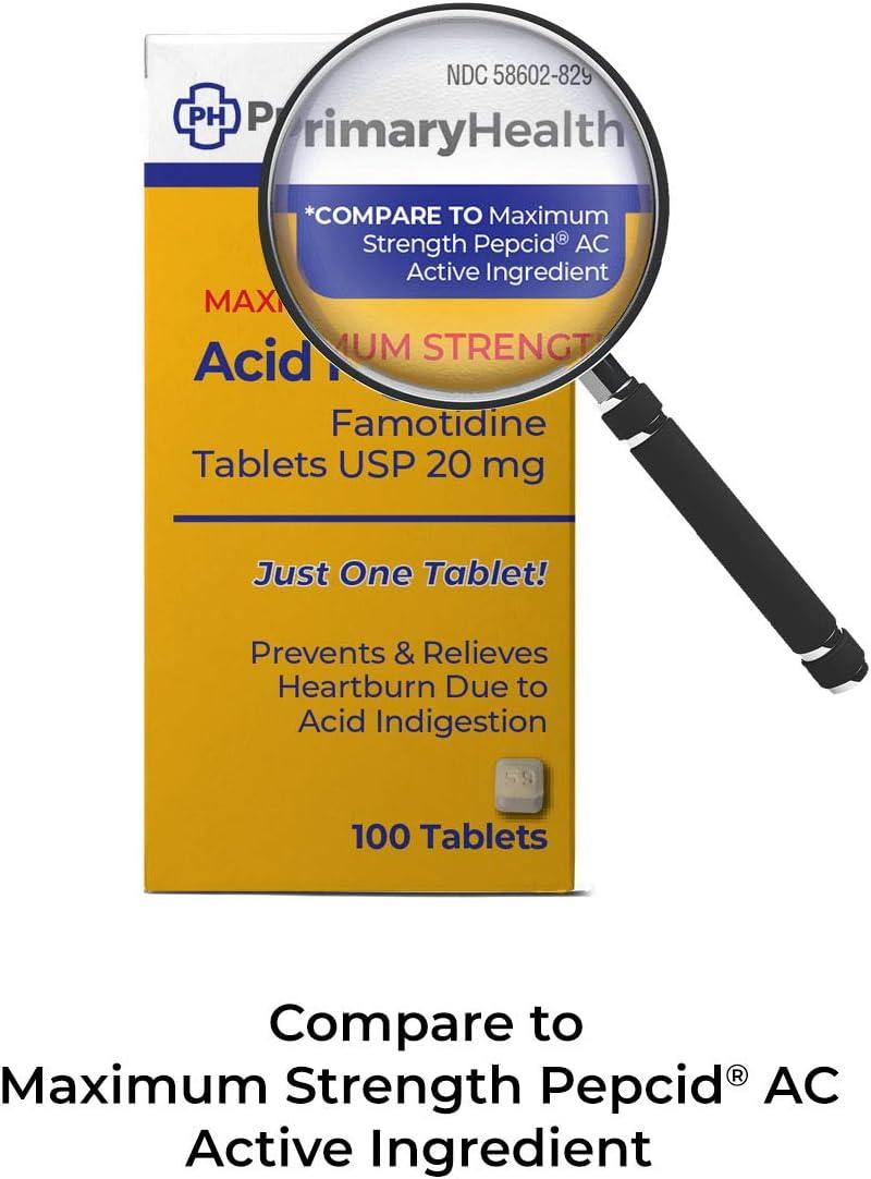 Primary Health Maximum Strength Famotidine 20mg Tablets - 100 Count ...