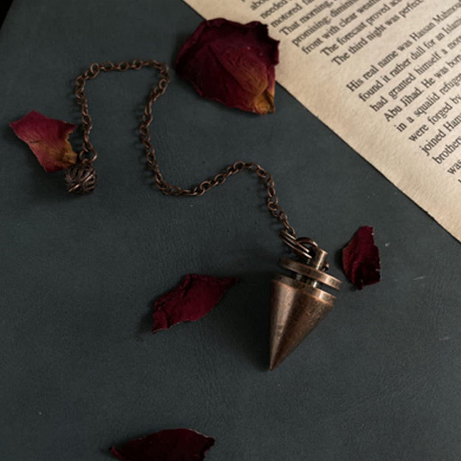 Jikekiroto Gilded Metal Pendulum Set - 2 Esoteric Spiral Pendulums with Chain for Reiki Healing ...