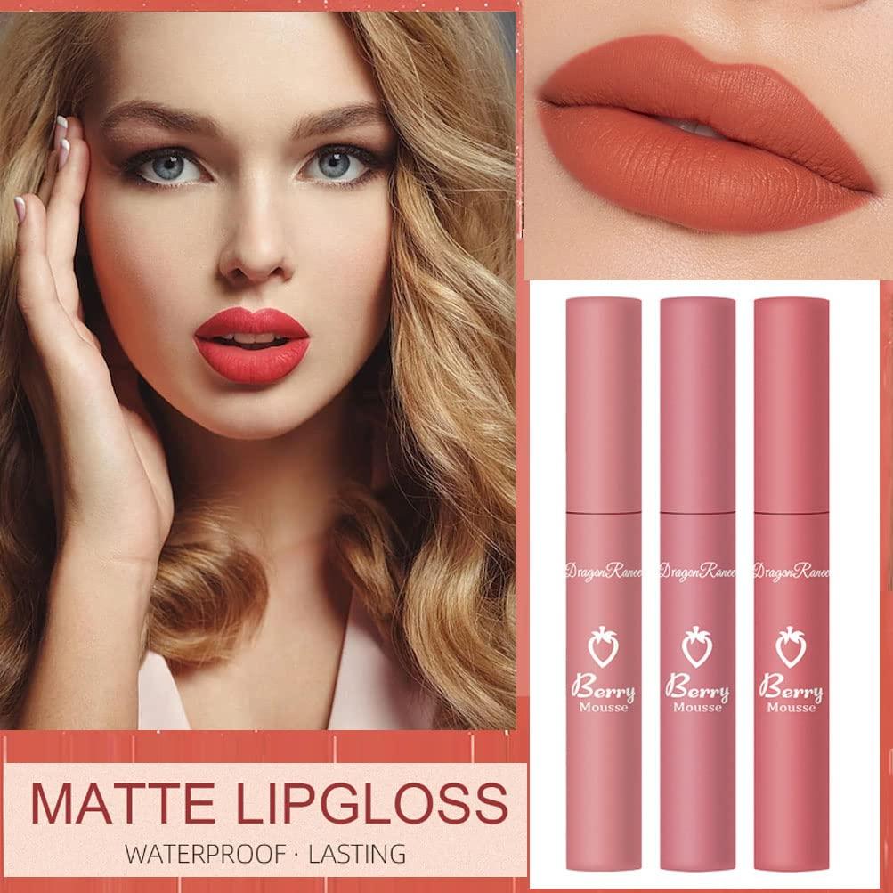 3 Colors Nude Matte Liquid Lipstick Set - Long-Lasting, Waterproof, Non ...