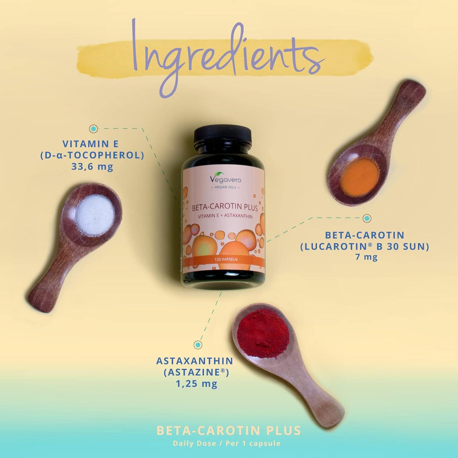 Vegavero Beta Carotene Supplement with Vitamin E & Astaxanthin for ...