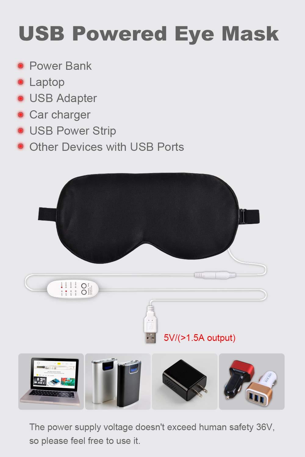 Emacombo Heated Eye Mask | Reusable USB Silk Steaming Eye Mask with ...