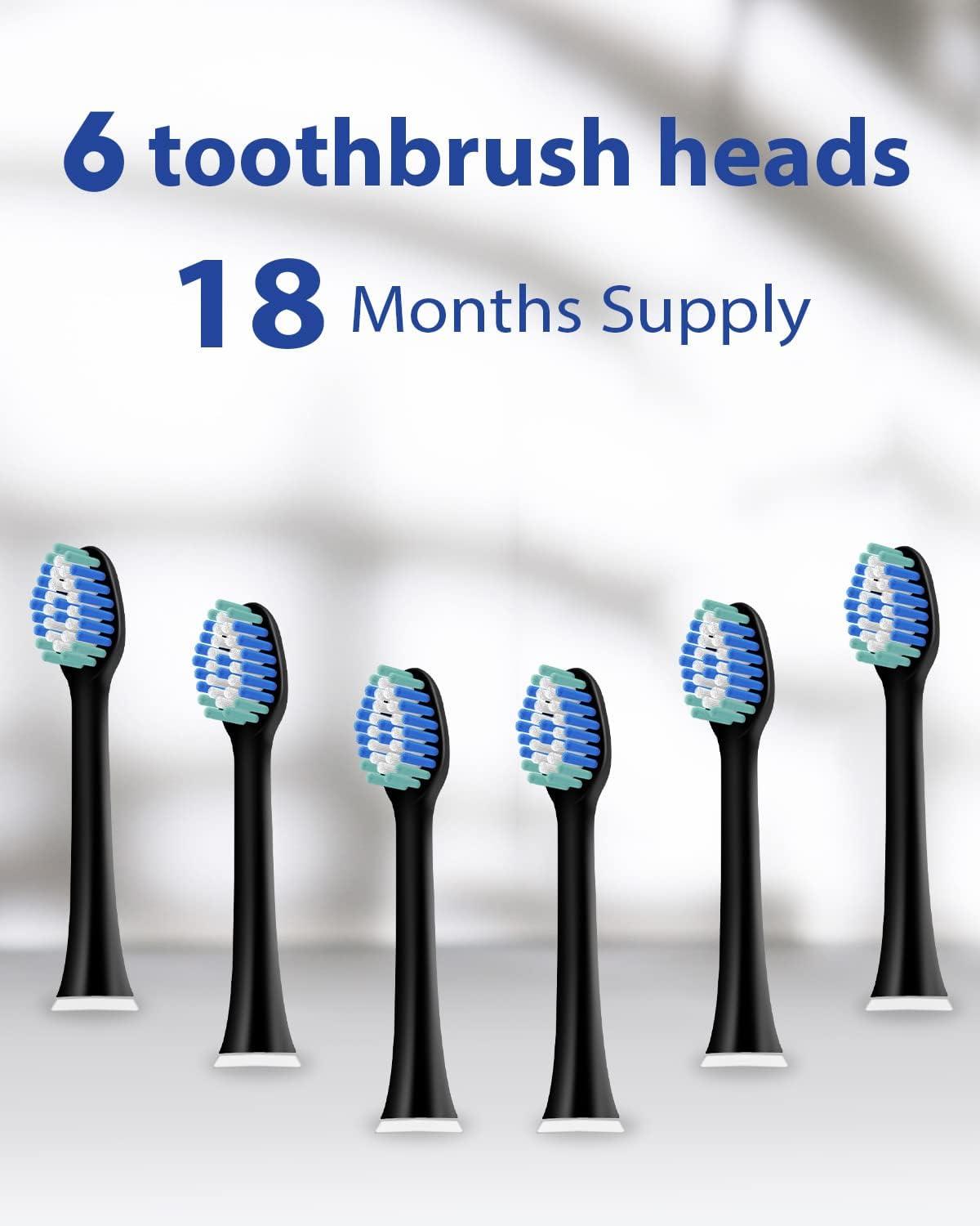 6-Pack Black MySmile Electric Toothbrush Replacement Heads | Buy Now ...