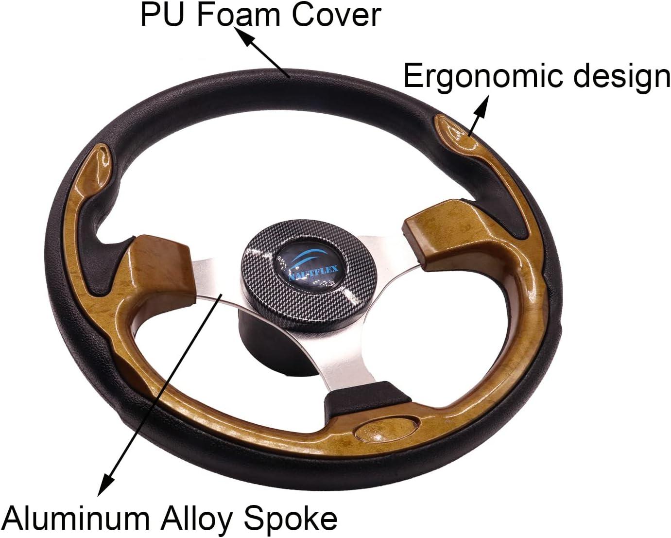 12-1/2 Inch Marine Aluminum Boat Steering Wheel | Pontoon Boat & Yacht ...