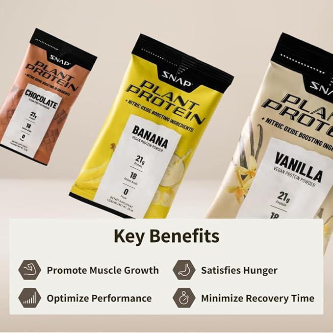 Snap Supplements 100% Plant Based Protein Powder Stick Packs with ...
