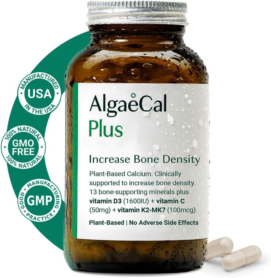 AlgaeCal Plus - Calcium Supplement, Natural Red Algae Plant-Based with ...
