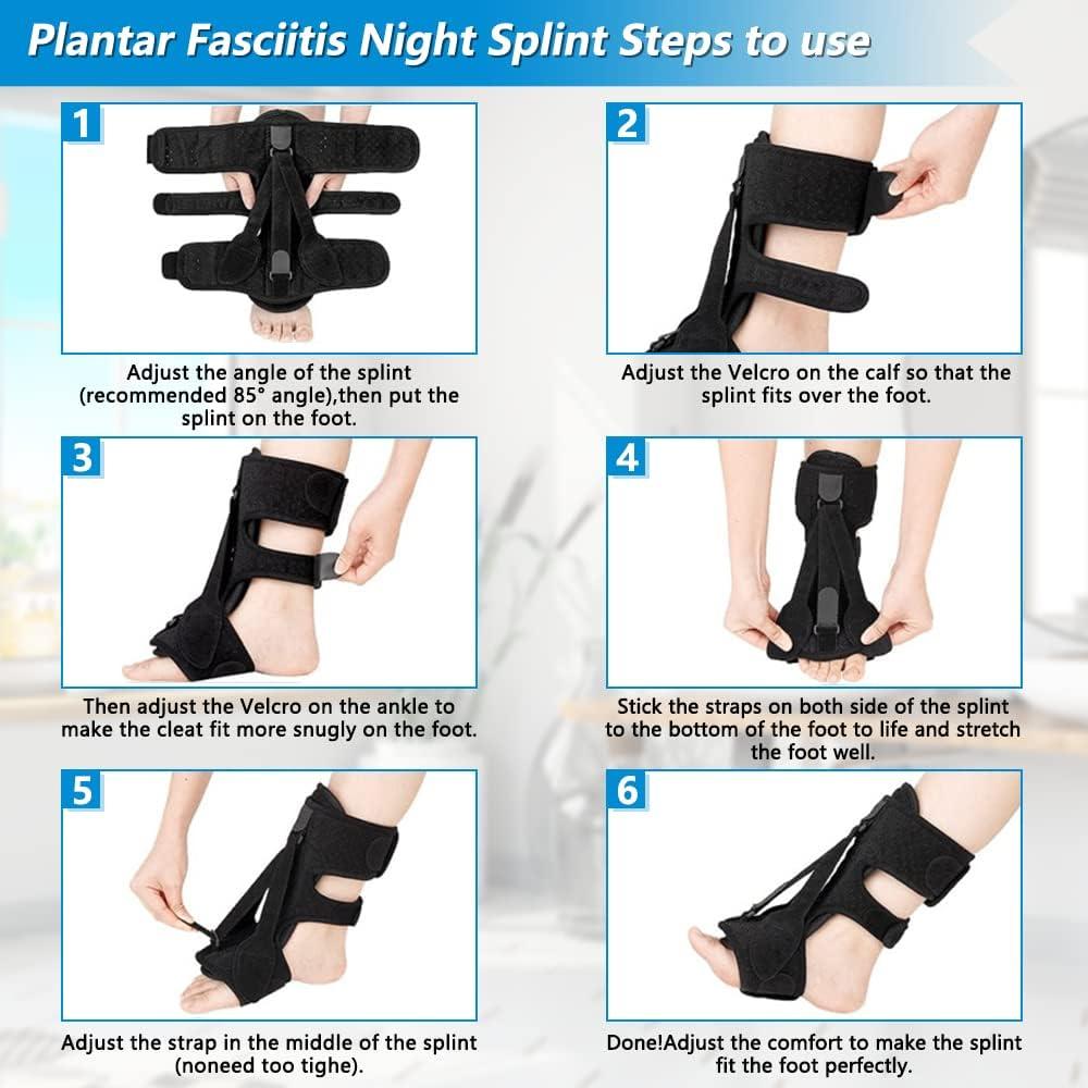 Plantar Fasciitis Night Splint with Memory Foam Pad - Adjustable Straps ...