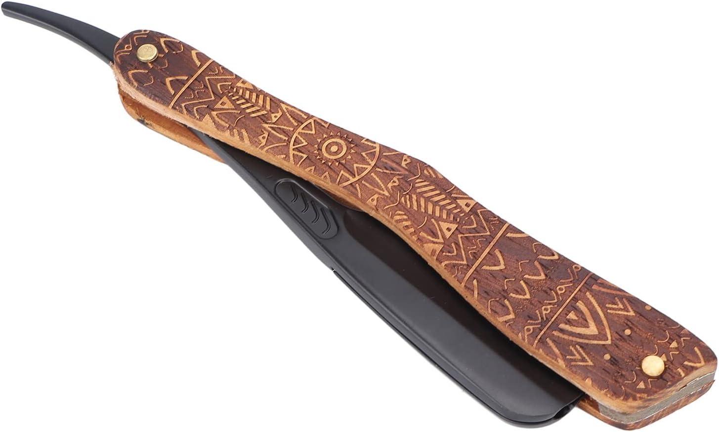 Premium Wooden Handle Razor - One-Sided Straight Edge for Mustache ...