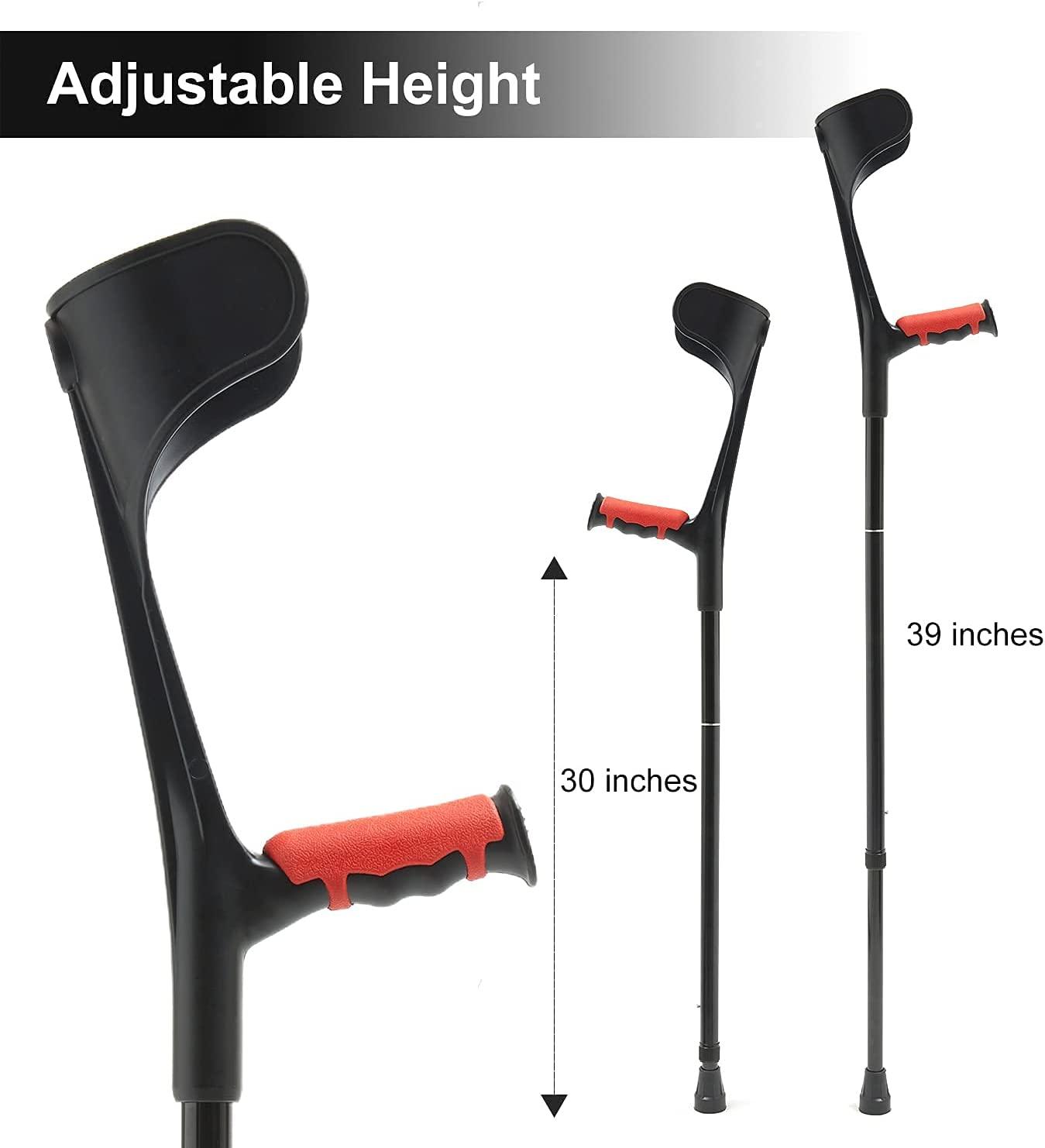 BigAlex Forearm Crutches (Black) - Lightweight & Adjustable for Comfort ...