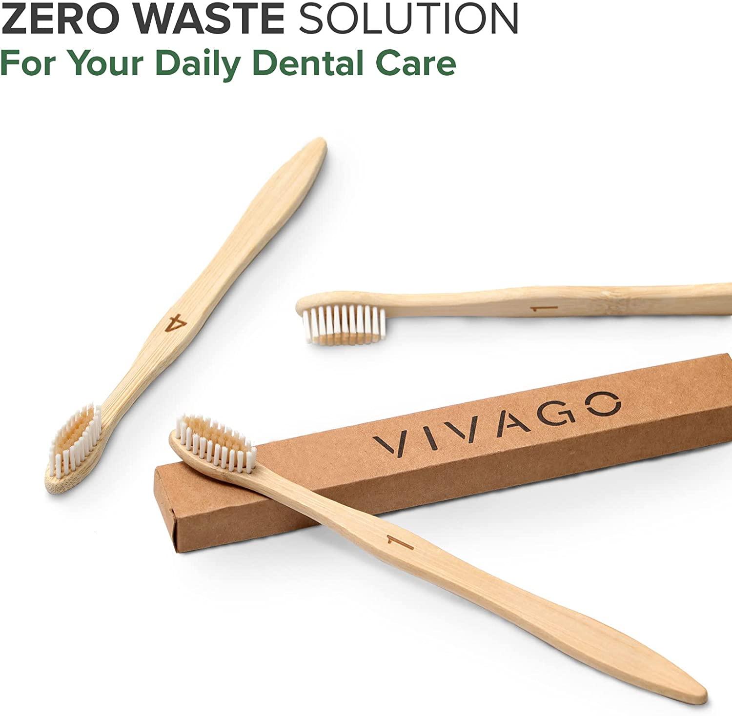 VIVAGO 50 Pack Biodegradable Bamboo Toothbrushes - Soft Bristles ...
