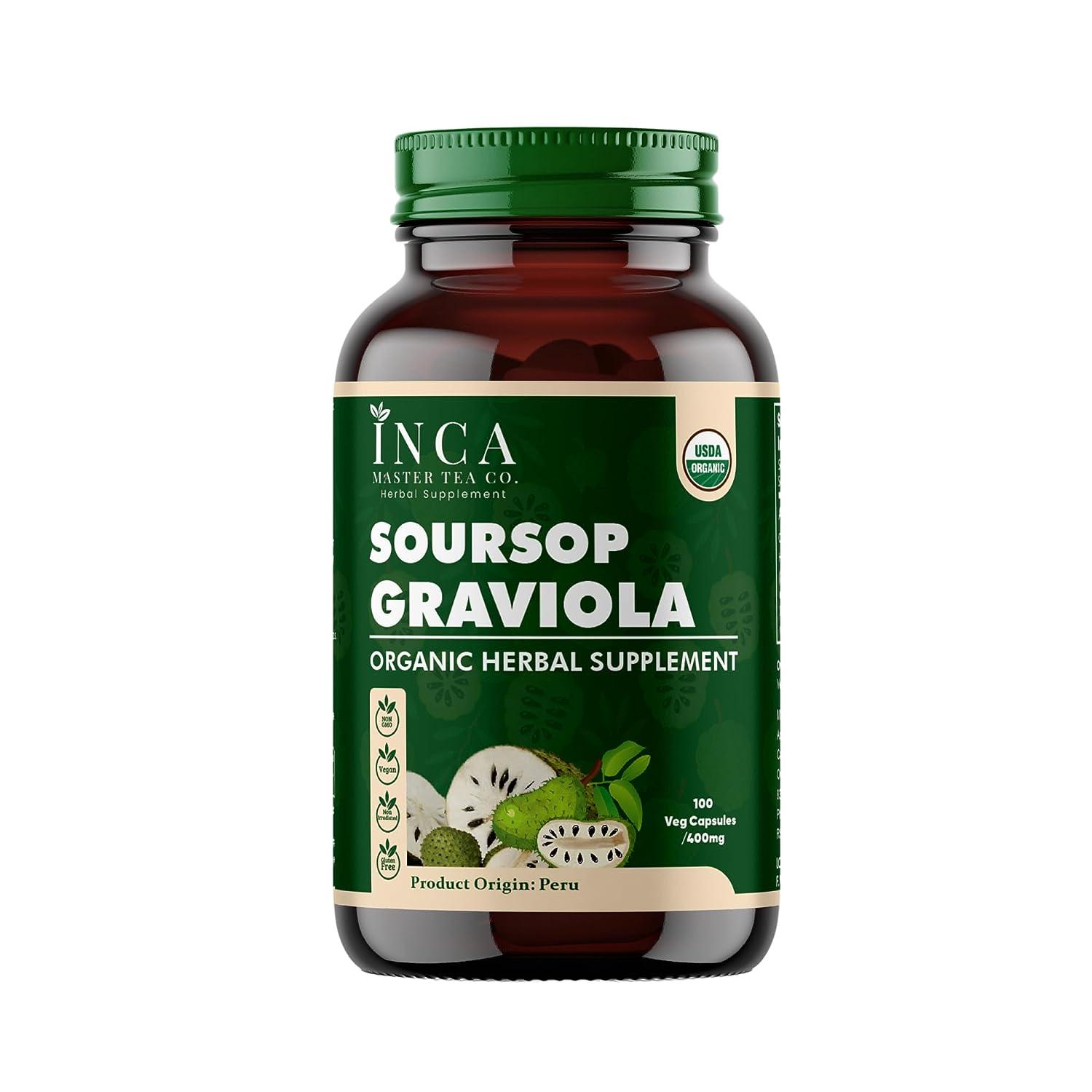 Inca Master Tea - Graviola Capsules 800mg - 100 Caps - Organic Soursop ...