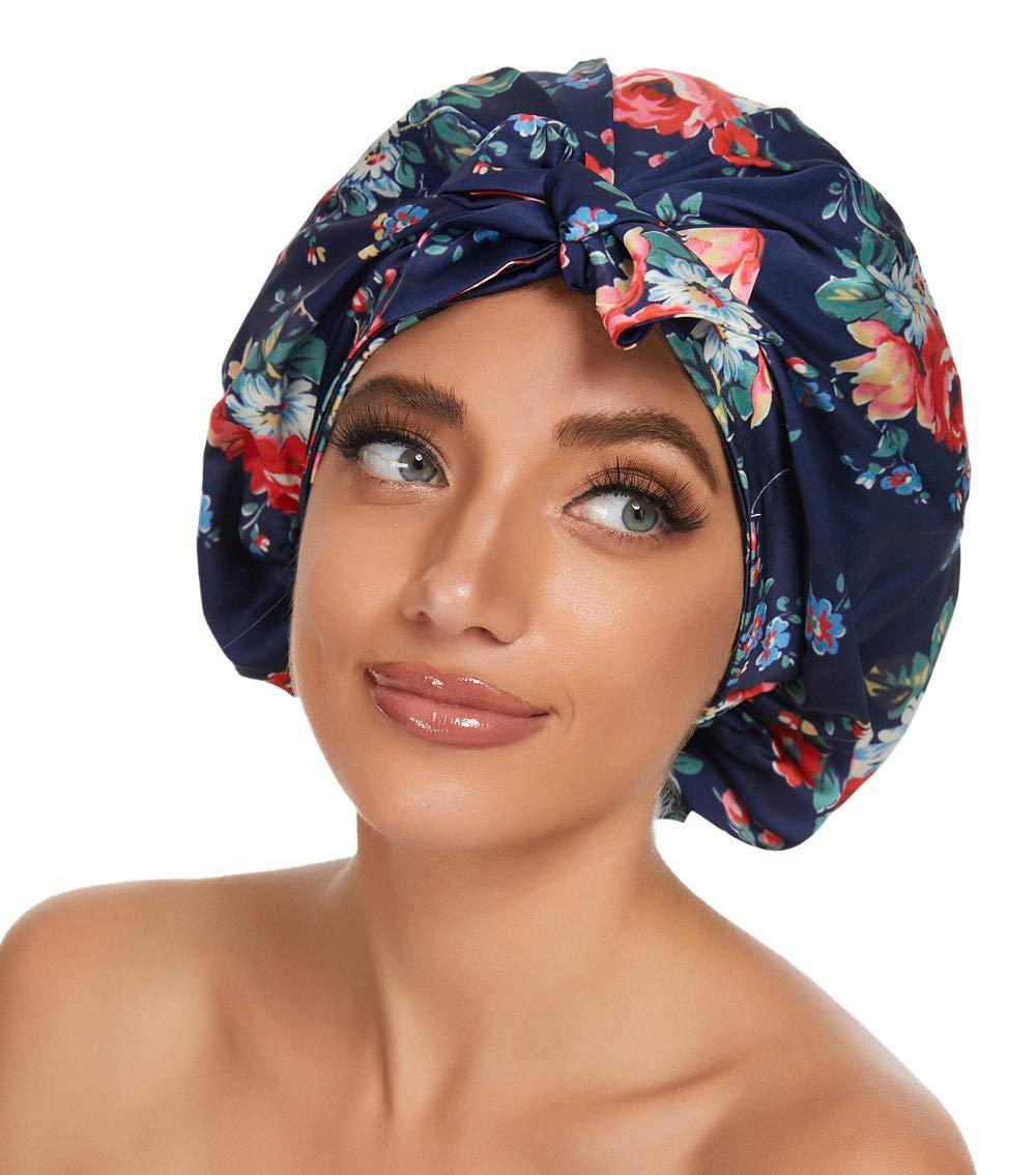 Anightsleeplover Satin Blue-c Sleeping Caps for Women - Hair Protection ...
