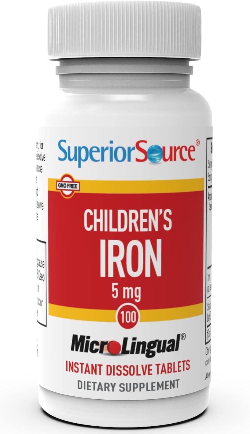 Superior Source Children's Iron 5mg Sublingual Tablets 100 Count ...