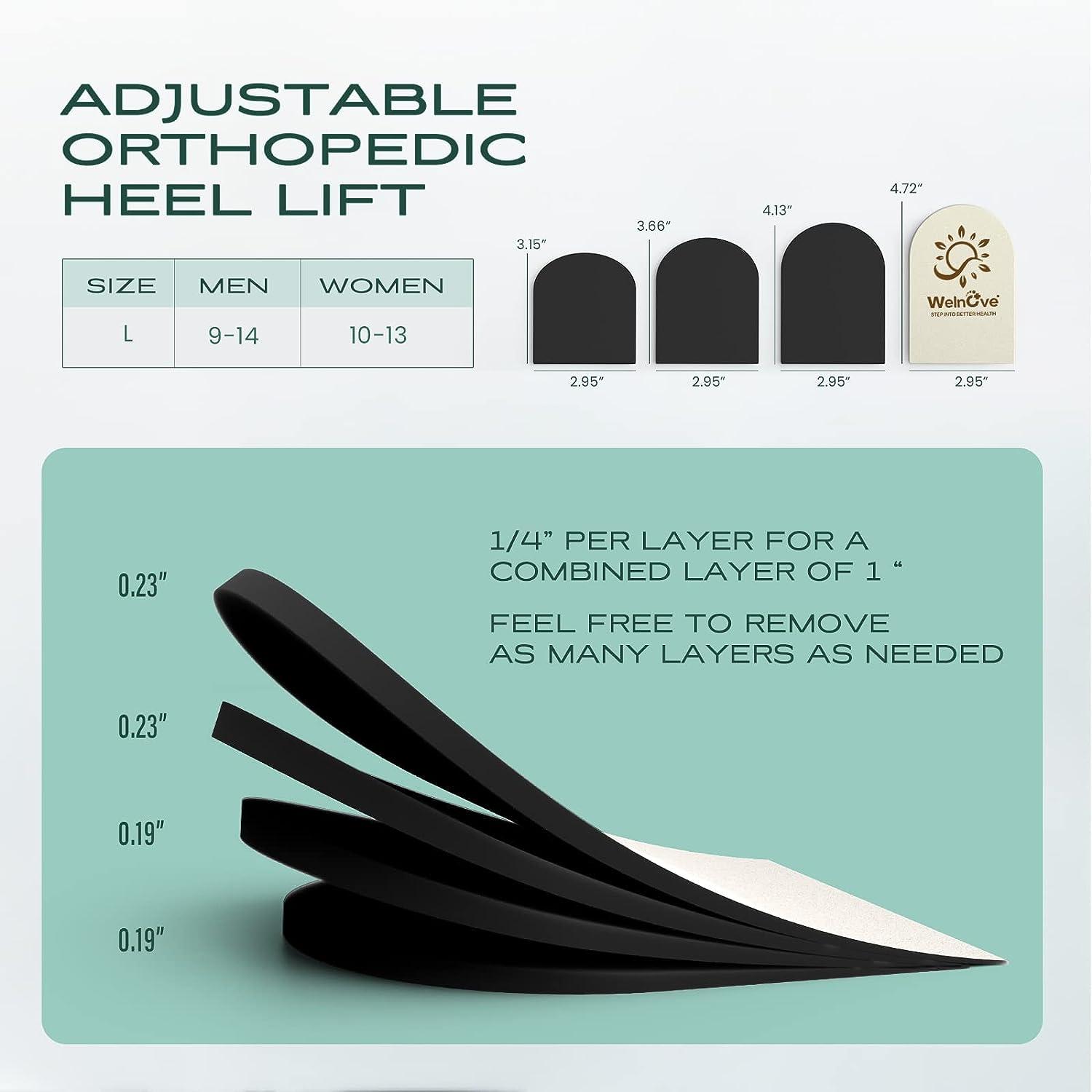 Welnove Adjustable Heel Lifts - 4-Layer Orthopedic Shoe Inserts for ...