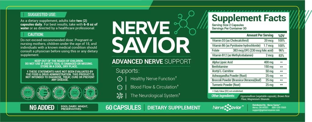Nerve Savior: Advanced Nerve Support Supplement - 60 Capsules | Buy Now ...